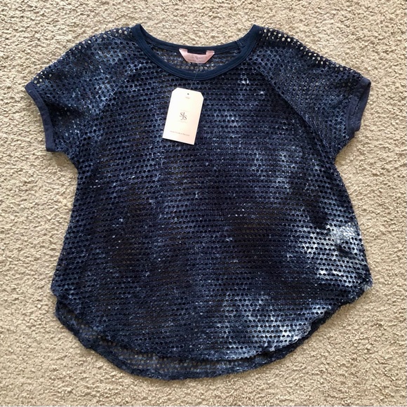 SJS | Tops | Sjs Blue White Tie Dye Mesh Tshirt Nwt | Poshmark